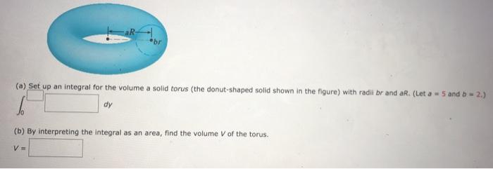 Solved (a) Set up an integral for the volume a solid torus | Chegg.com
