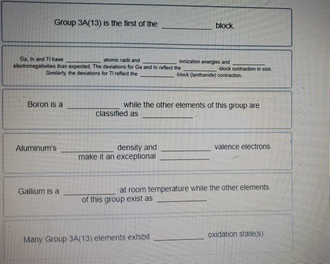 Solved Group 3A(13) is the first of the block. Ga, In and Tl | Chegg.com