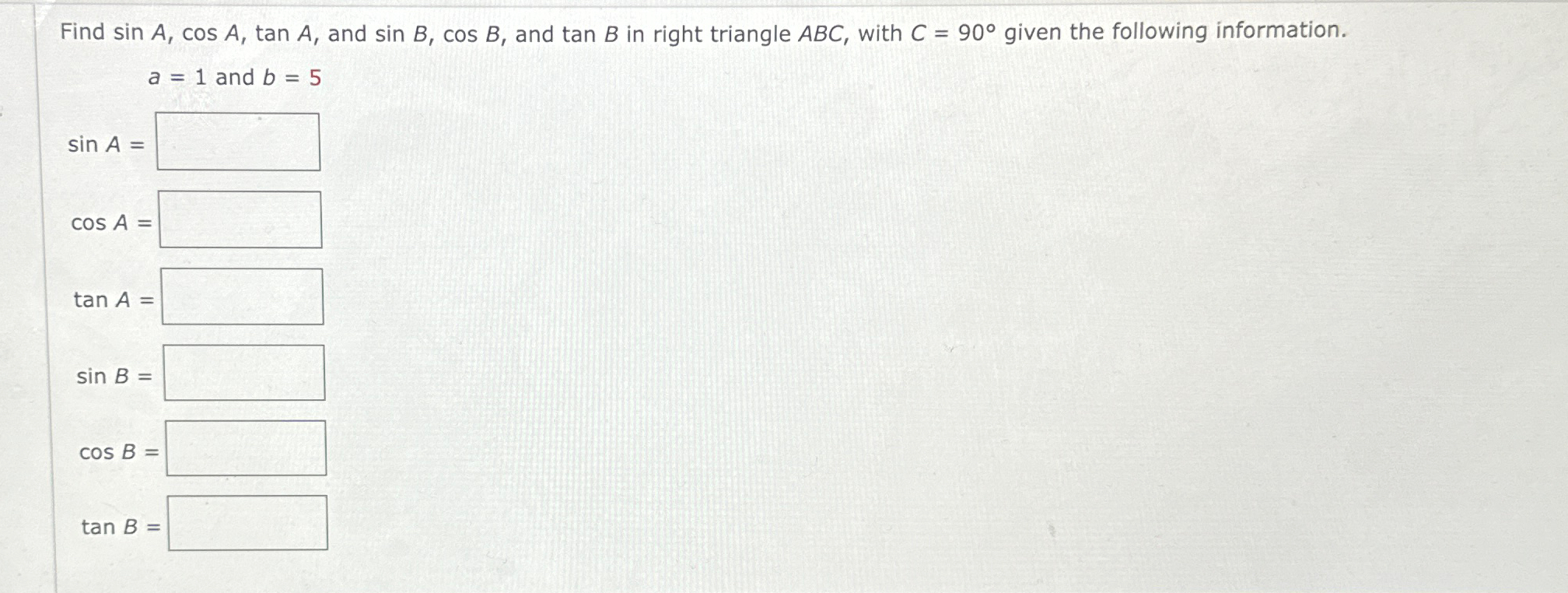 Solved Find sinA,cosA,tanA, ﻿and sinB,cosB, ﻿and tanB ﻿in | Chegg.com