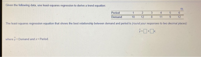 Solved Given the following data, use least squares | Chegg.com