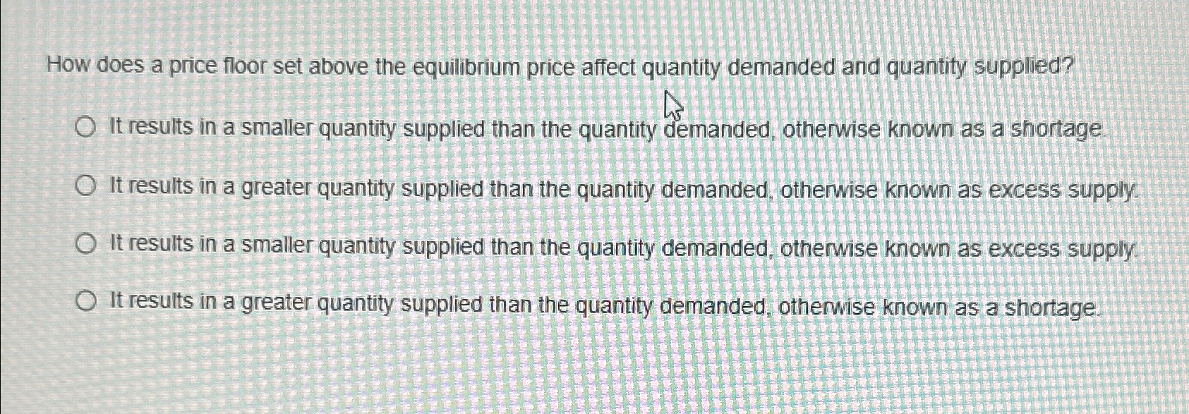 Solved How does a price floor set above the equilibrium | Chegg.com