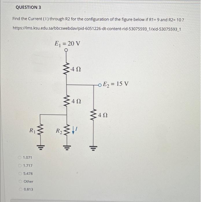 Solved Find the Current ( 1 ) through R2 for the | Chegg.com