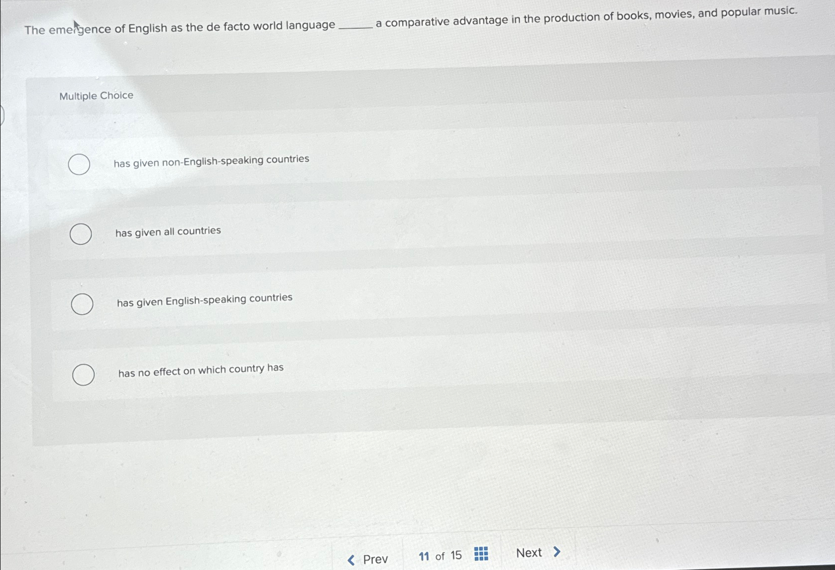 Solved The emertyence of English as the de facto world | Chegg.com