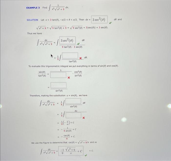 Solved EXAMPLE 3 Find ∫x2x2+91dx. SOLUTION Let | Chegg.com