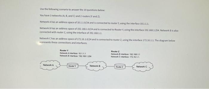 Solved Use the following scenario to answer the 10 questions | Chegg.com