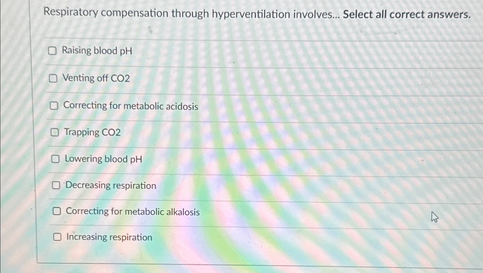 Solved Respiratory compensation through hyperventilation | Chegg.com