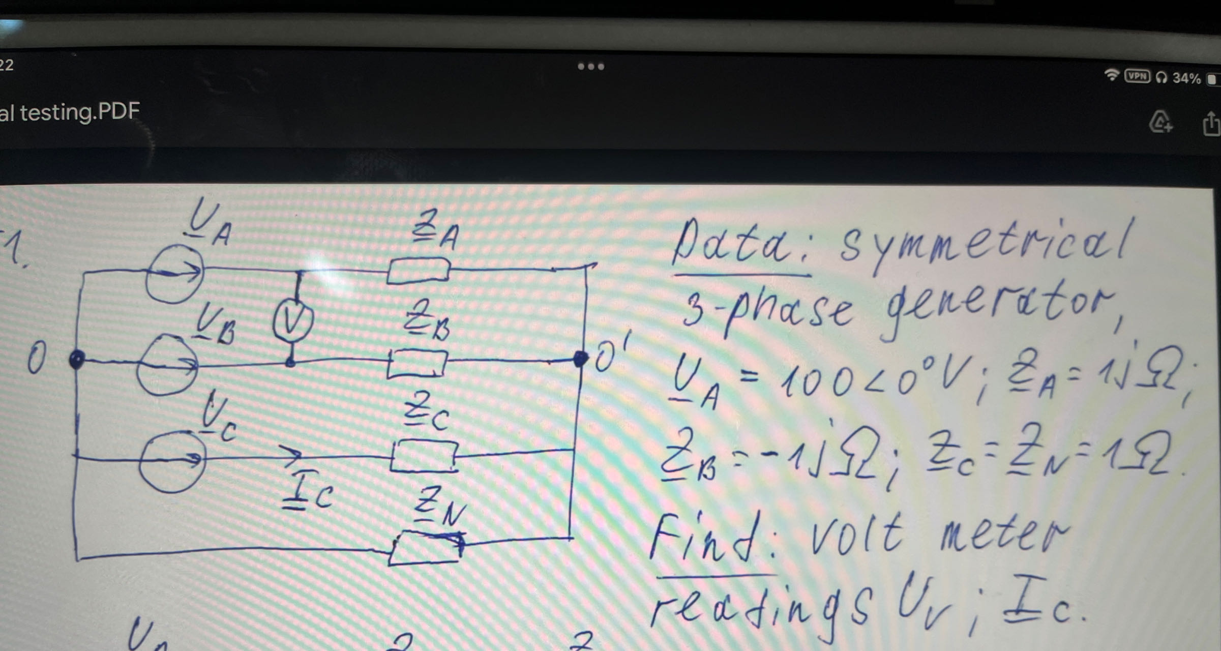 Solved Data: symmetrical 3-phase generator, | Chegg.com
