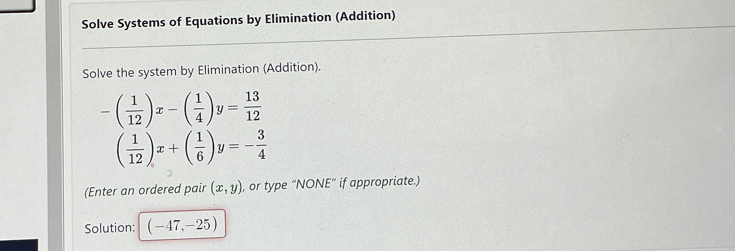 Solved Solve Systems of Equations by Elimination | Chegg.com