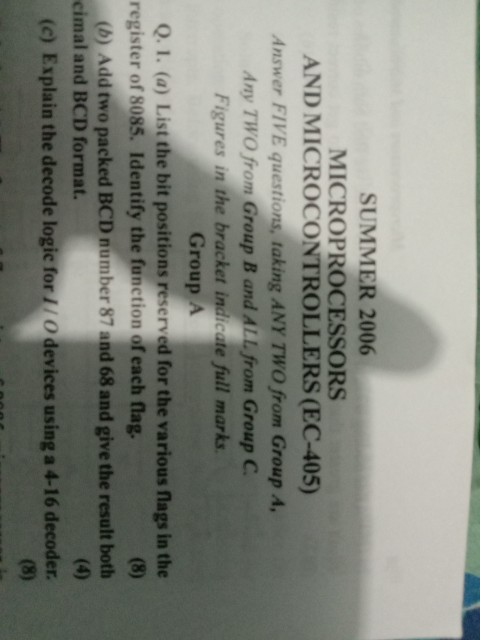 Solved SUMMER 2006 MICROPROCESSORS AND MICROCONTROLLERS | Chegg.com