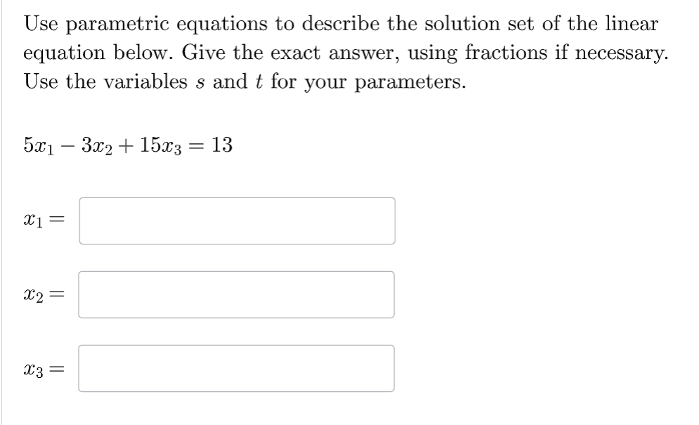 Solved Use parametric equations to describe the solution set | Chegg.com