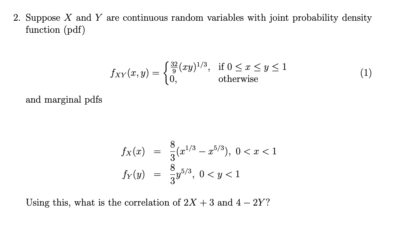 Solved Suppose x ﻿and Y ﻿are continuous random variables | Chegg.com