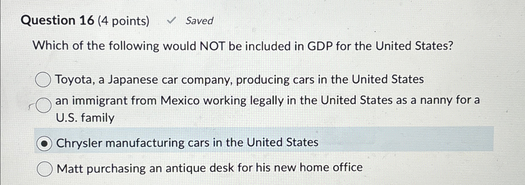Solved Question 16 (4 points) SavedWhich of the following | Chegg.com Solved Question 16 (4 points) SavedWhich of the following | Chegg.com