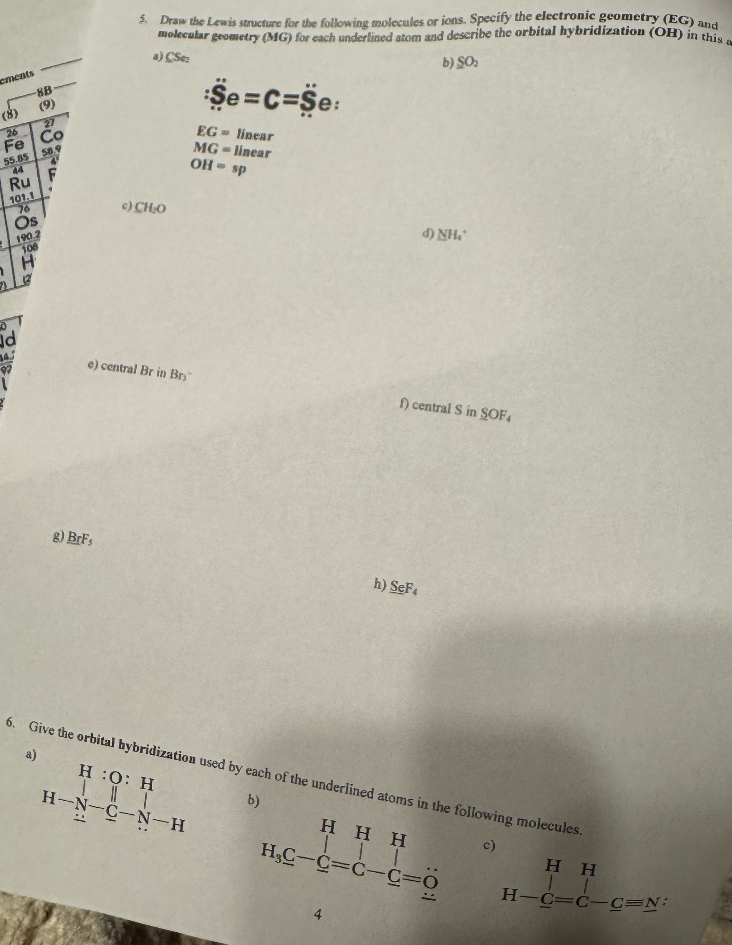 Solved Draw the Lewis structure for the following mokecules | Chegg.com