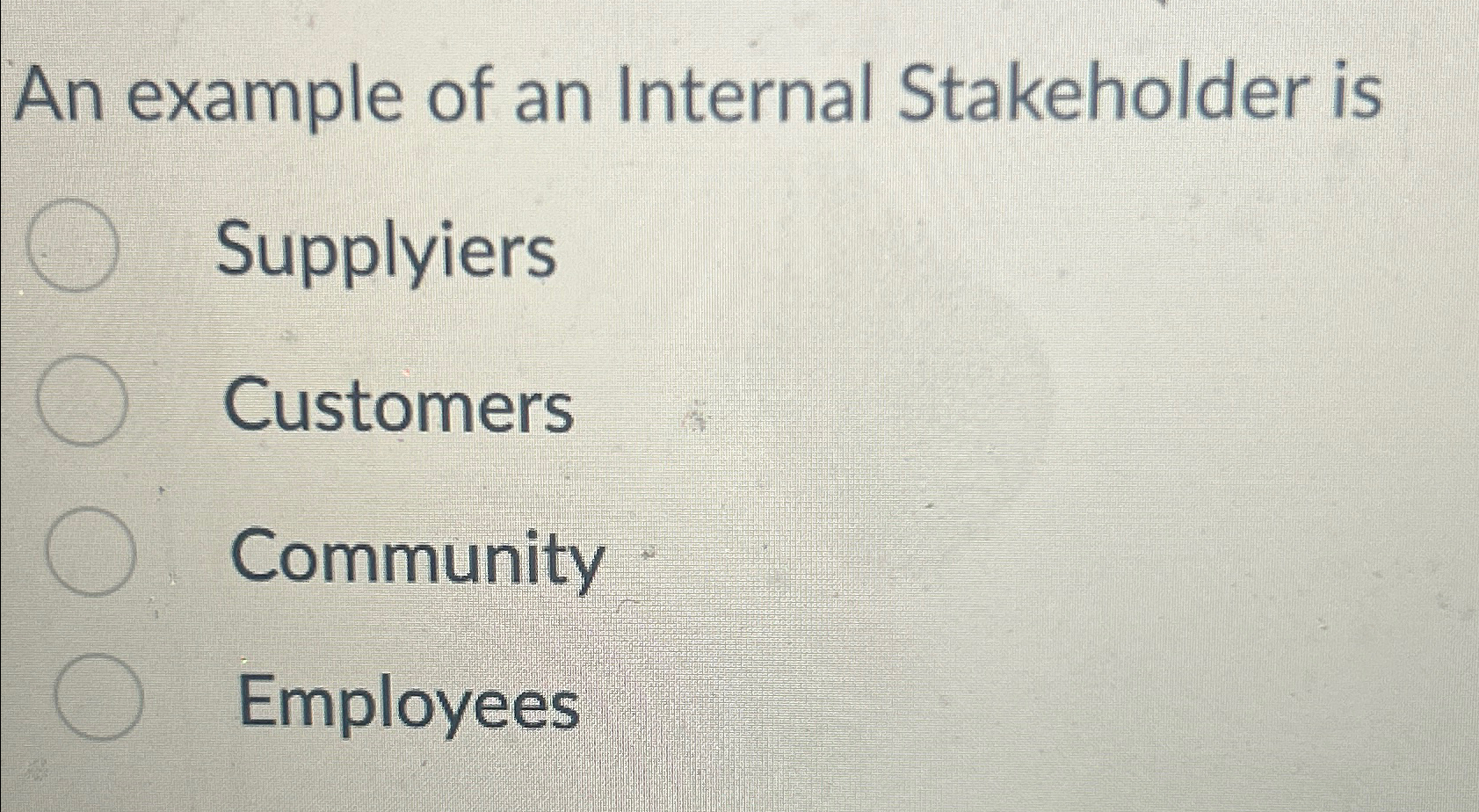 Solved An example of an Internal Stakeholder | Chegg.com