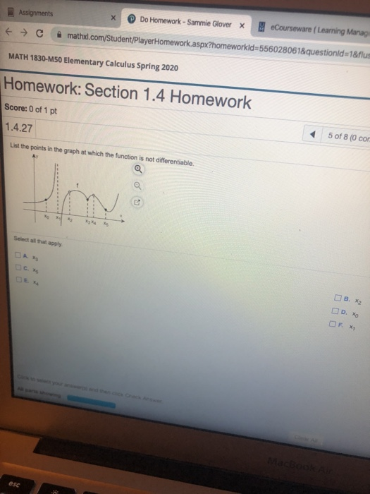 Solved MATH 1830-M50 Elementary Calculus Spring 2020 | Chegg.com