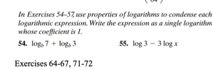 Solved In Exercises 54-57, ﻿use properties of logarithms to | Chegg.com