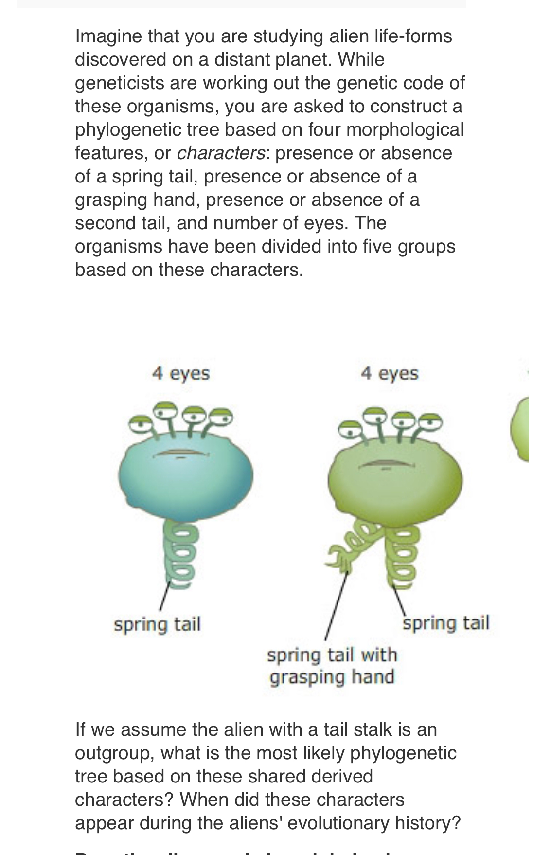 Solved Imagine that you are studying alien life-forms | Chegg.com