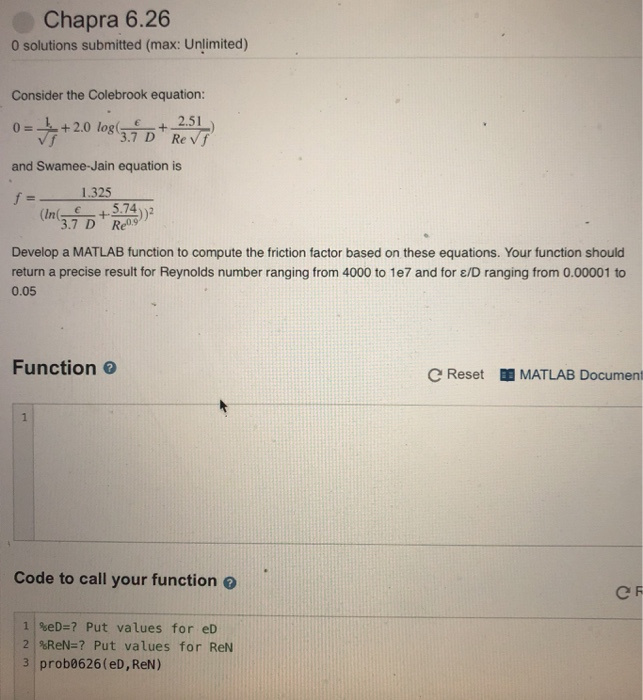 Solved Chapra 6.26 O solutions submitted (max: Unlimited) | Chegg.com