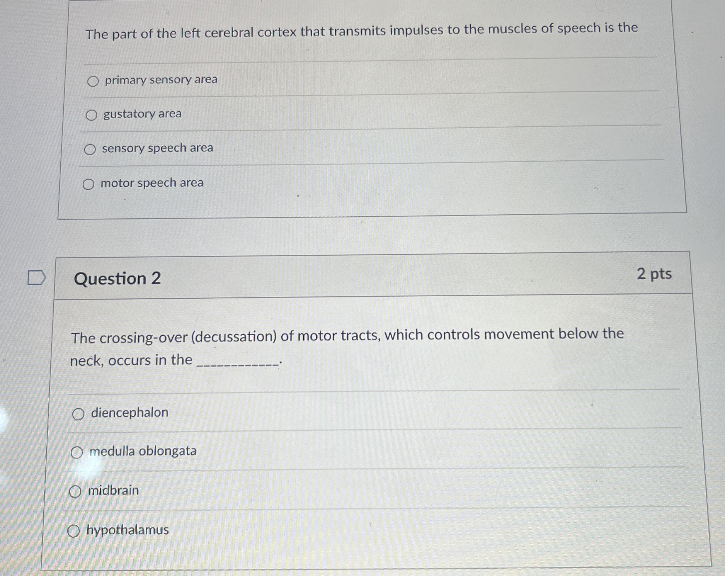 Solved The part of the left cerebral cortex that transmits | Chegg.com