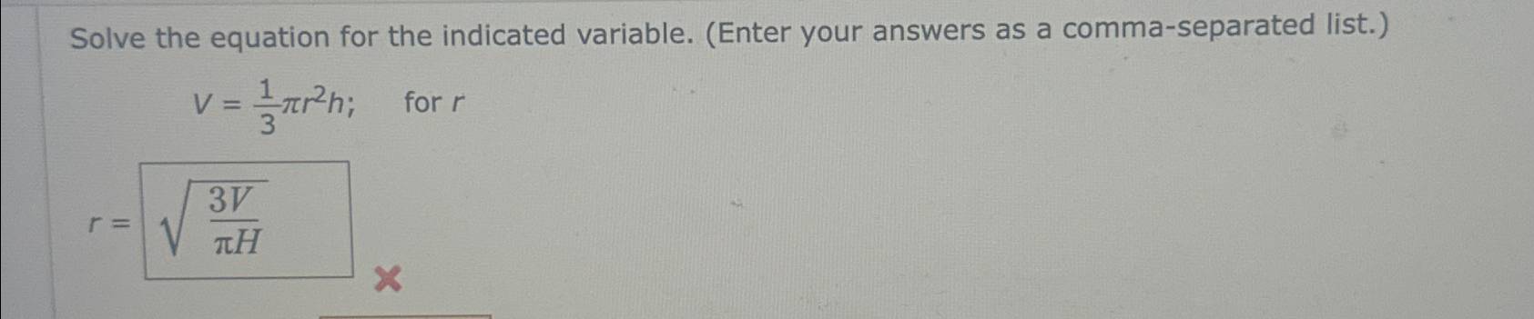 Solved Solve the equation for the indicated variable. (Enter | Chegg.com