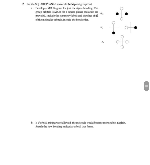 Solved 2. For the SQUARE PLANAR molecule XeF4 (point group | Chegg.com