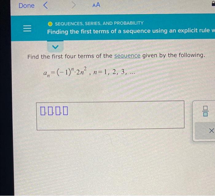 Solved Find the first four terms of the sequence given by | Chegg.com