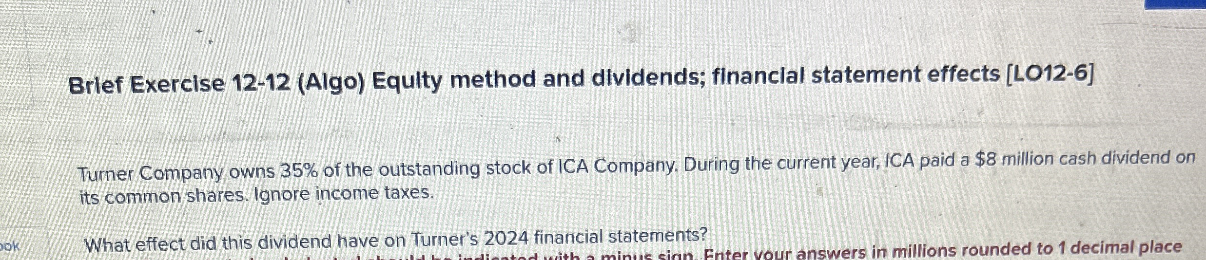 Solved Brief Exercise 12-12 (Algo) ﻿Equity method and | Chegg.com