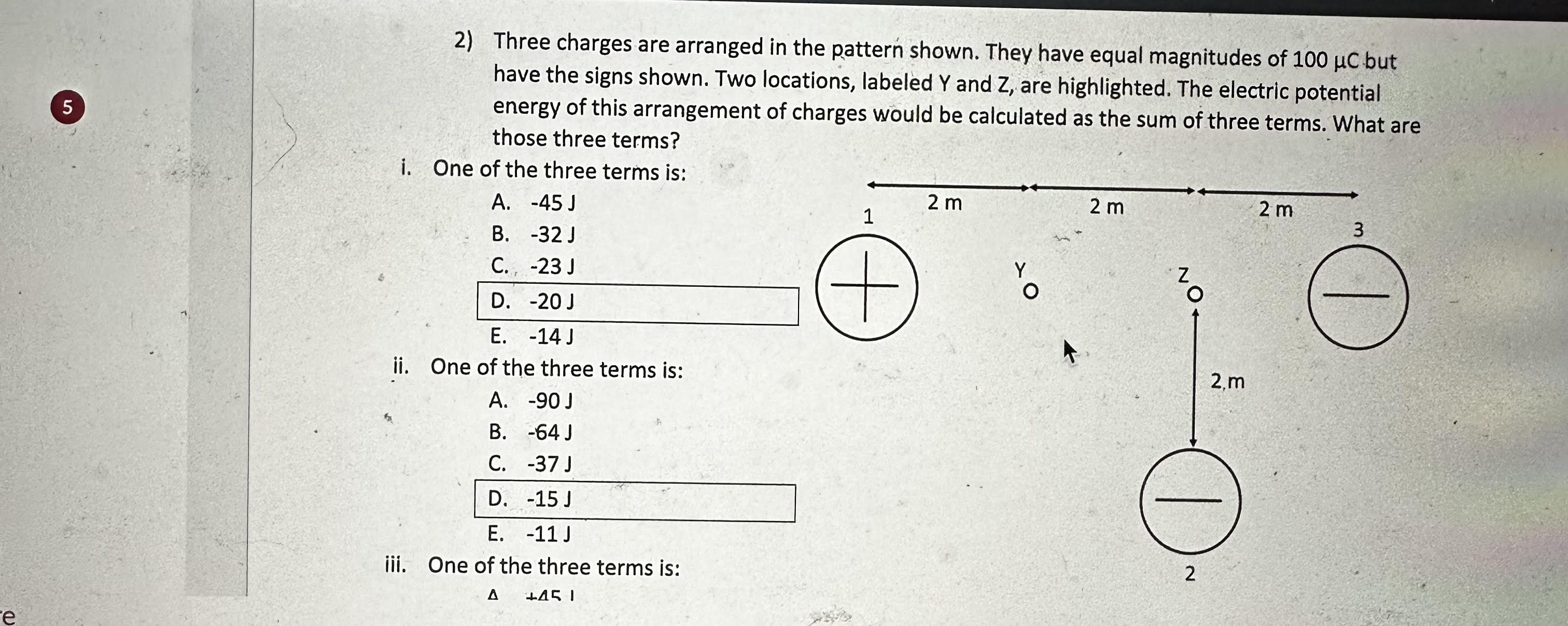 Solved 2. ﻿Three charges are arranged in the pattern shown. | Chegg.com
