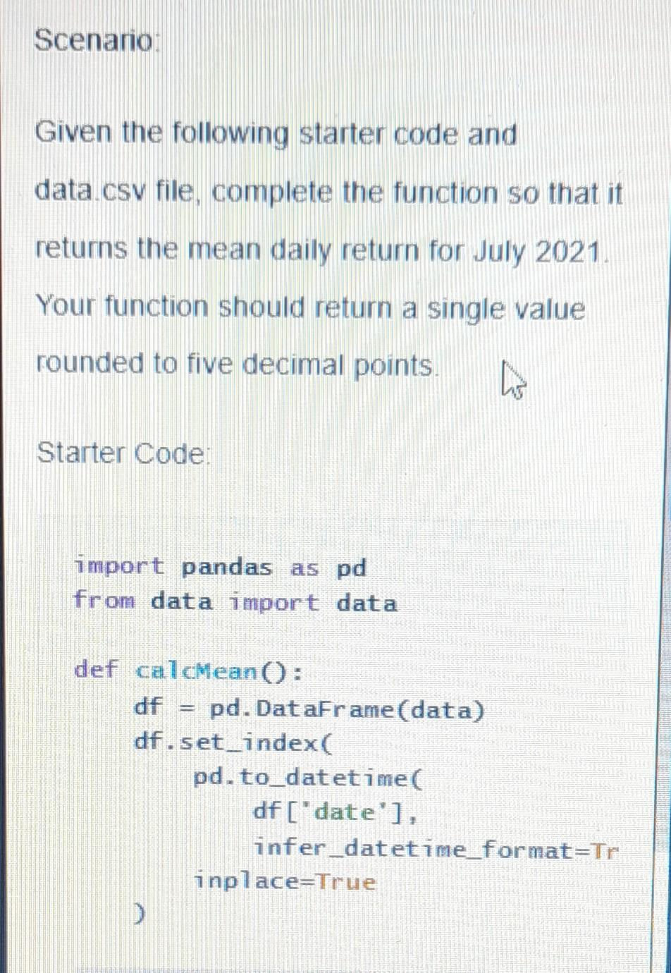 Solved Scenario: Given the following starter code and | Chegg.com