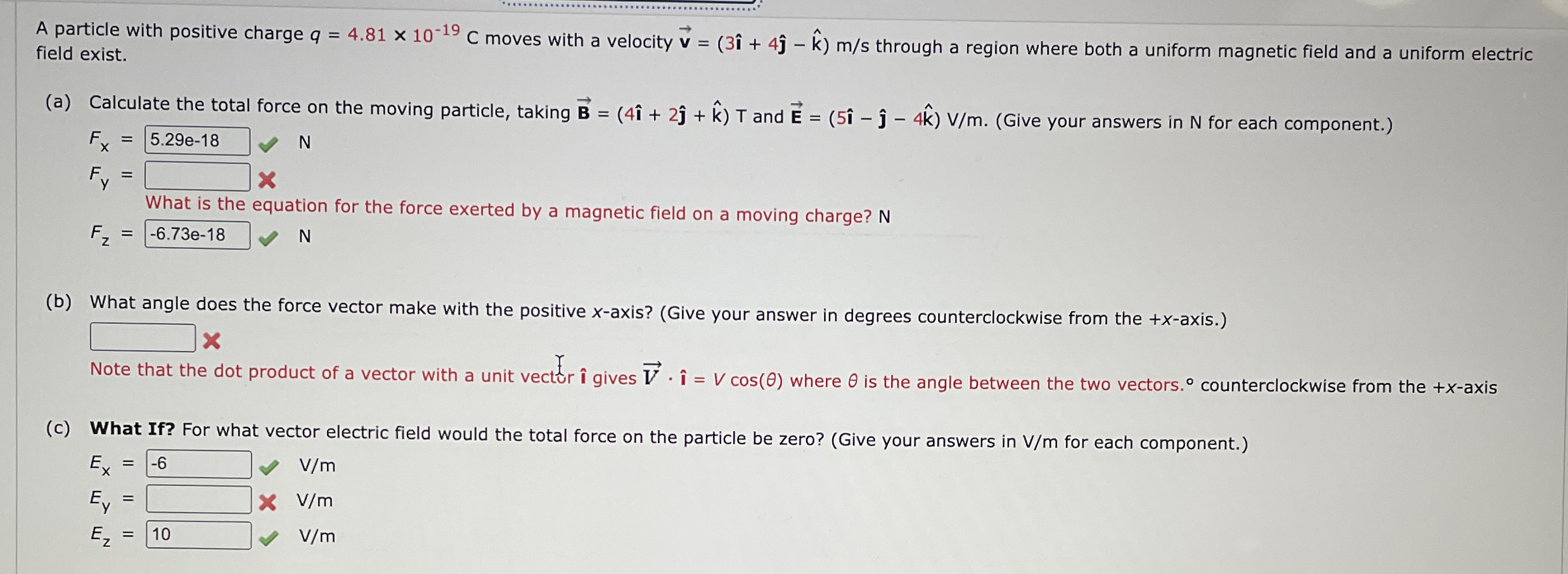 Solved A particle with positive charge q=4.81×10-19C ﻿moves | Chegg.com