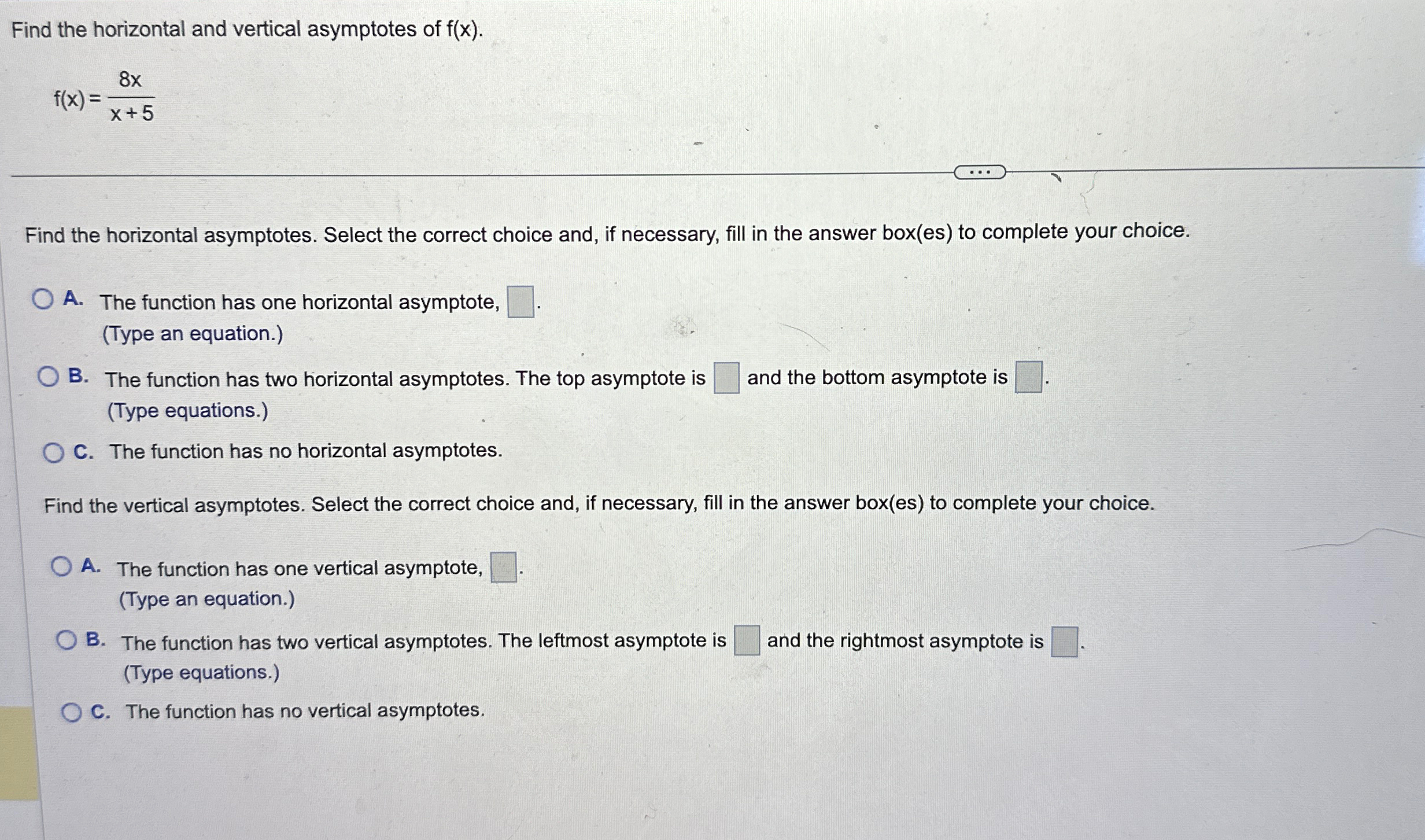 Solved Find the horizontal and vertical asymptotes of | Chegg.com