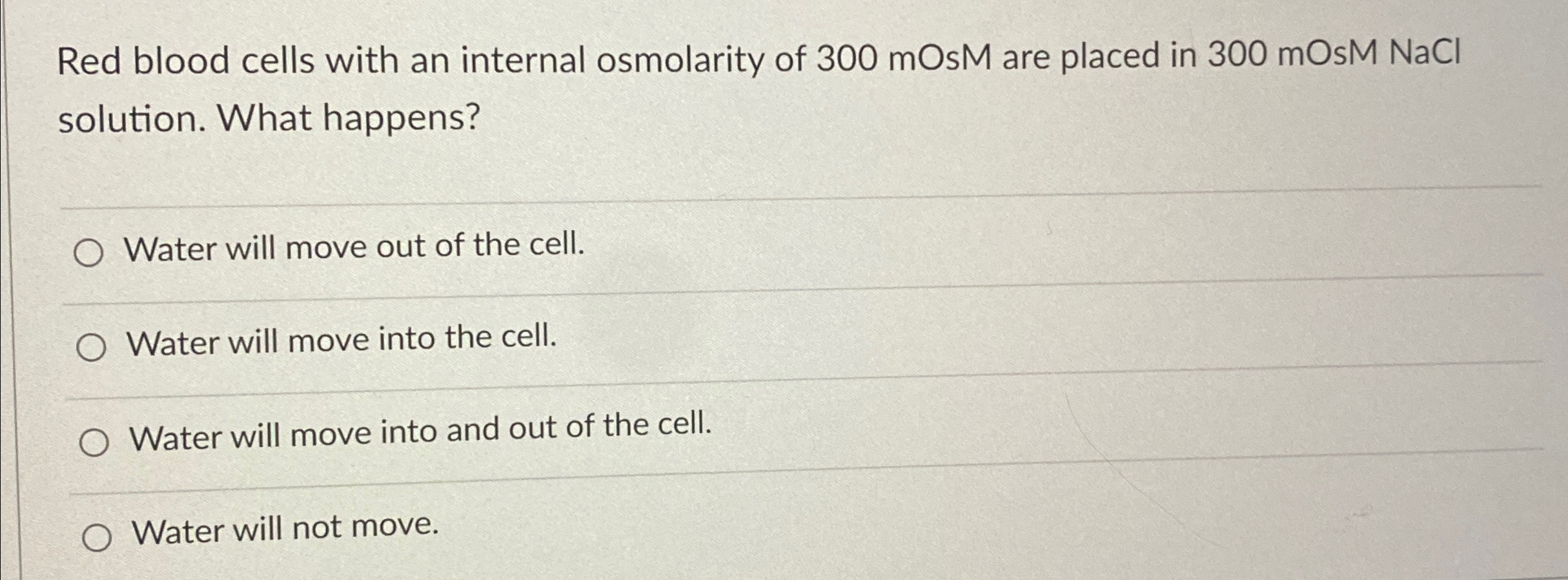 Solved Red blood cells with an internal osmolarity of | Chegg.com
