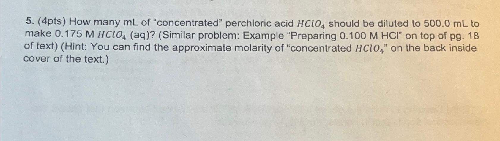 Solved (4pts) How many mL of Solved (4pts) How many mL of