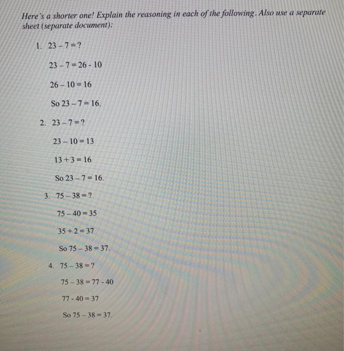 Solved Here's a shorter one! Explain the reasoning in each | Chegg.com