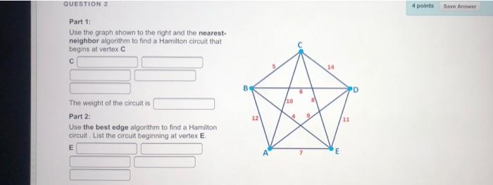 Solved QUESTION 2 4 points Save Answer Part 1: Use the graph | Chegg.com
