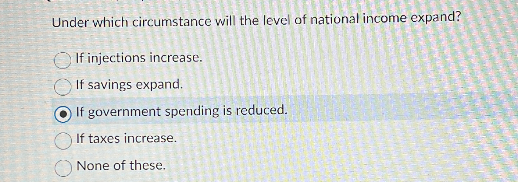 Solved Under which circumstance will the level of national | Chegg.com