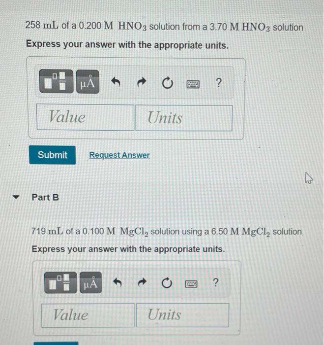 Solved Determine the volume, in milliliters, required to | Chegg.com