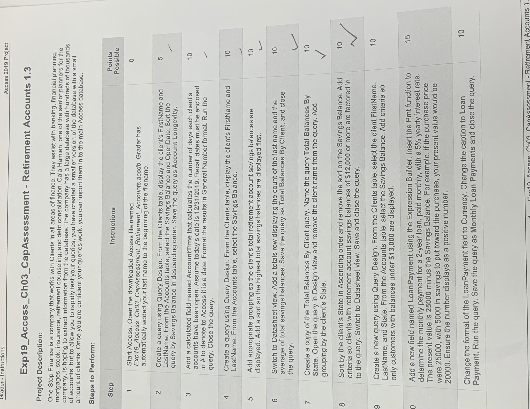 Solved Grader - ﻿InstructionsAccess 2019 | Chegg.com