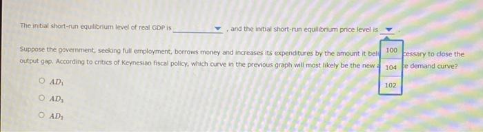 Solved On the following graph, AD1 represents the inital | Chegg.com