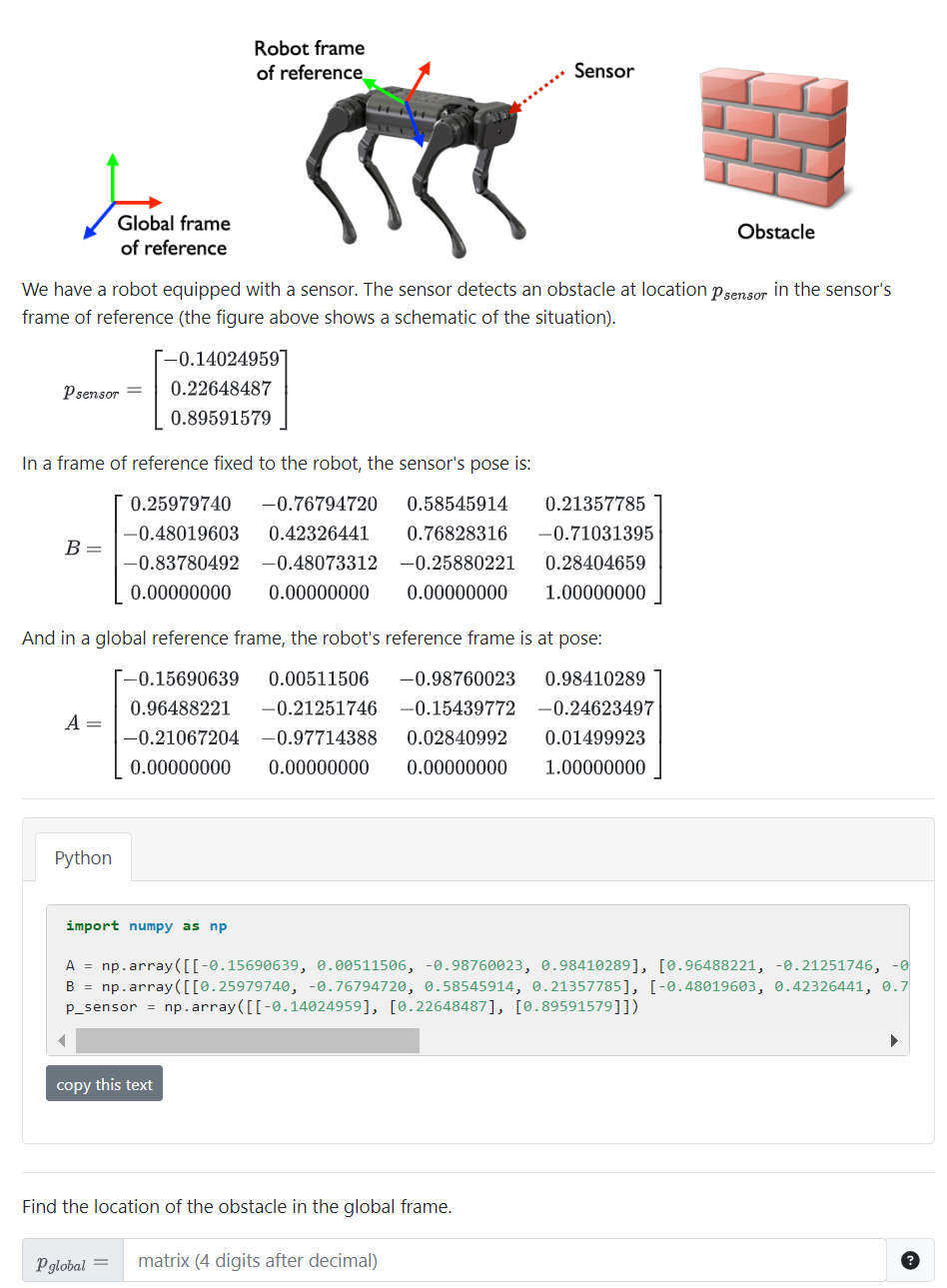 Solved We have a robot equipped with a sensor. ﻿The sensor | Chegg.com