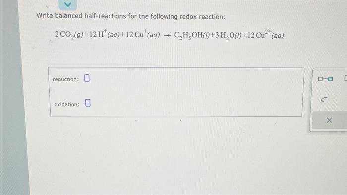 Solved Write balanced half-reactions for the following redox | Chegg.com
