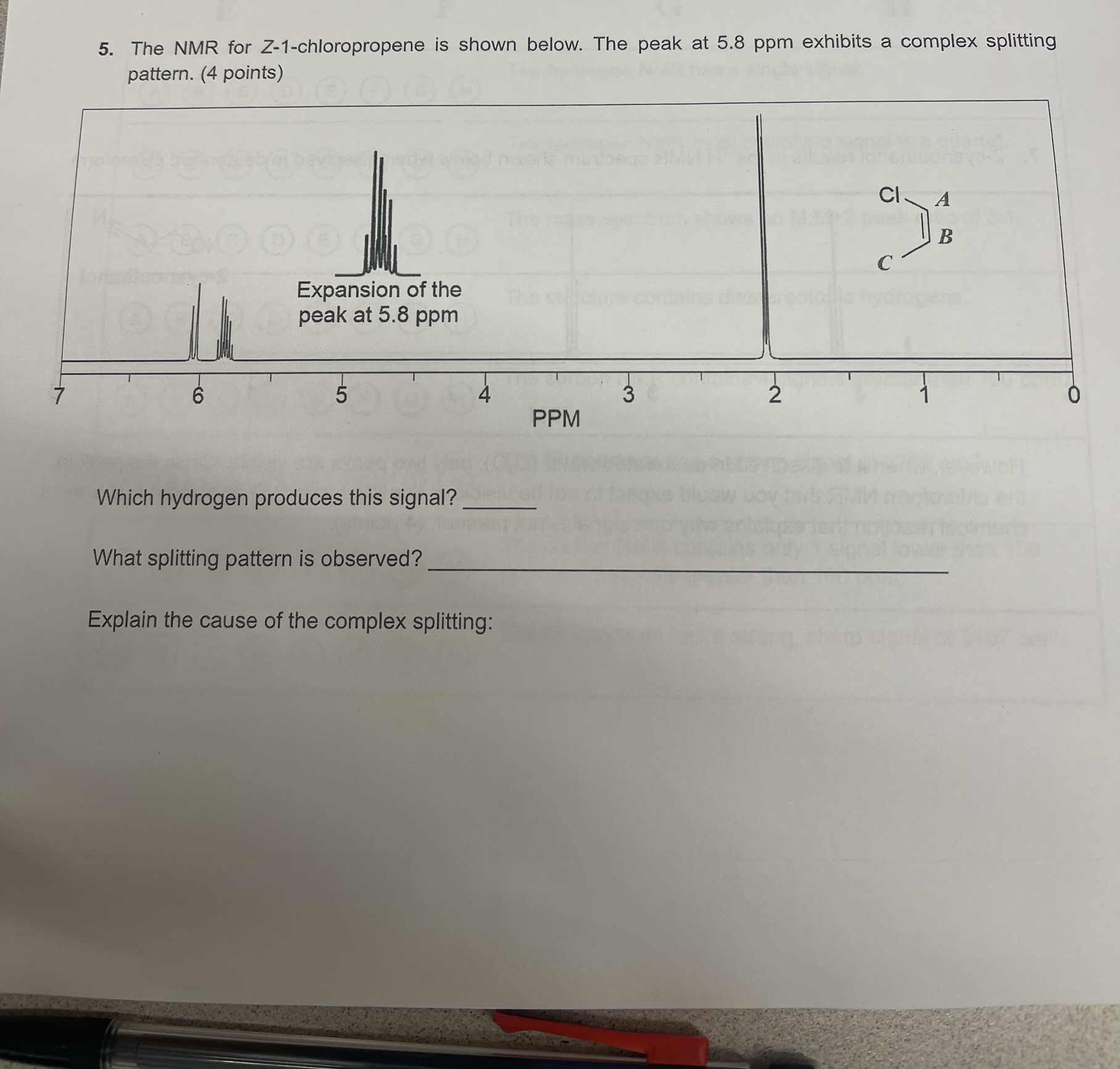 Solved The NMR for Z-1-chloropropene is shown below. The | Chegg.com