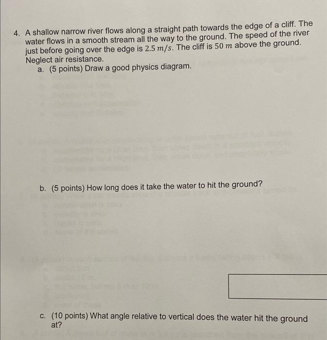 Solved 4. A shallow narrow river flows along a straight path | Chegg.com