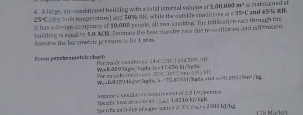 Solved 25∘C (dry bulb temperature) and 50%RH, while the | Chegg.com