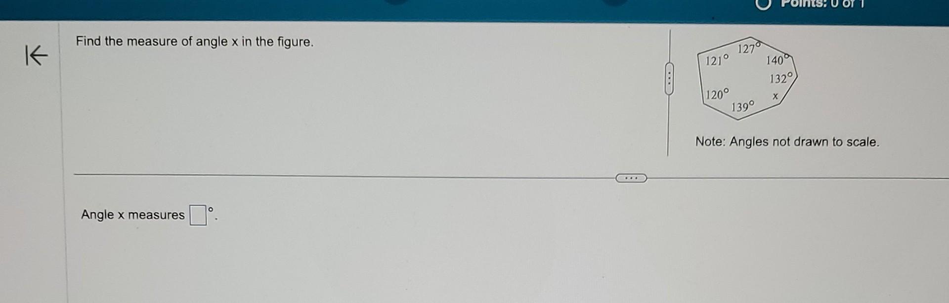 Solved Find the measure of angle x in the figure. Note: | Chegg.com