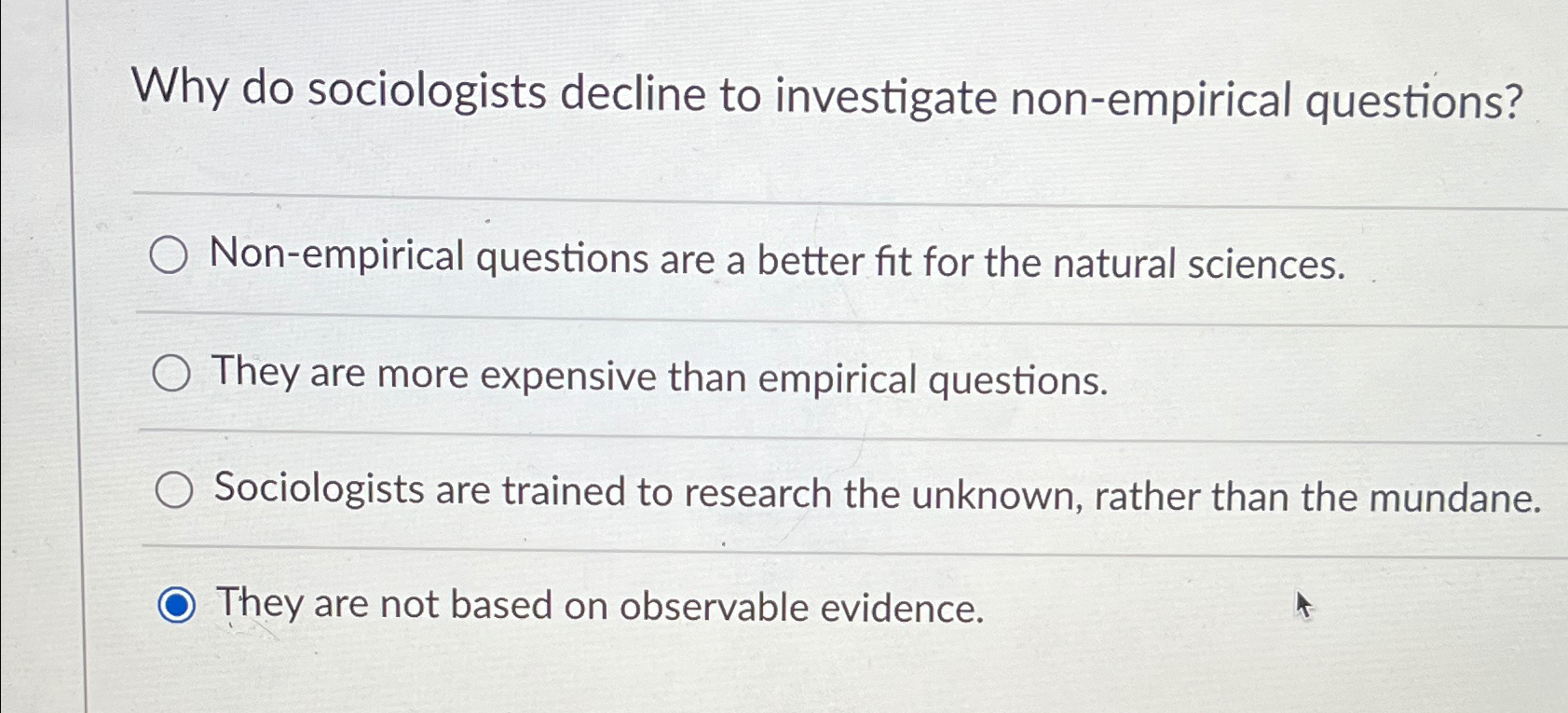 Solved Why do sociologists decline to investigate | Chegg.com
