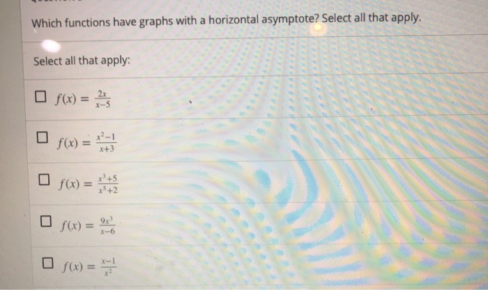 Solved Which functions have graphs with a horizontal | Chegg.com