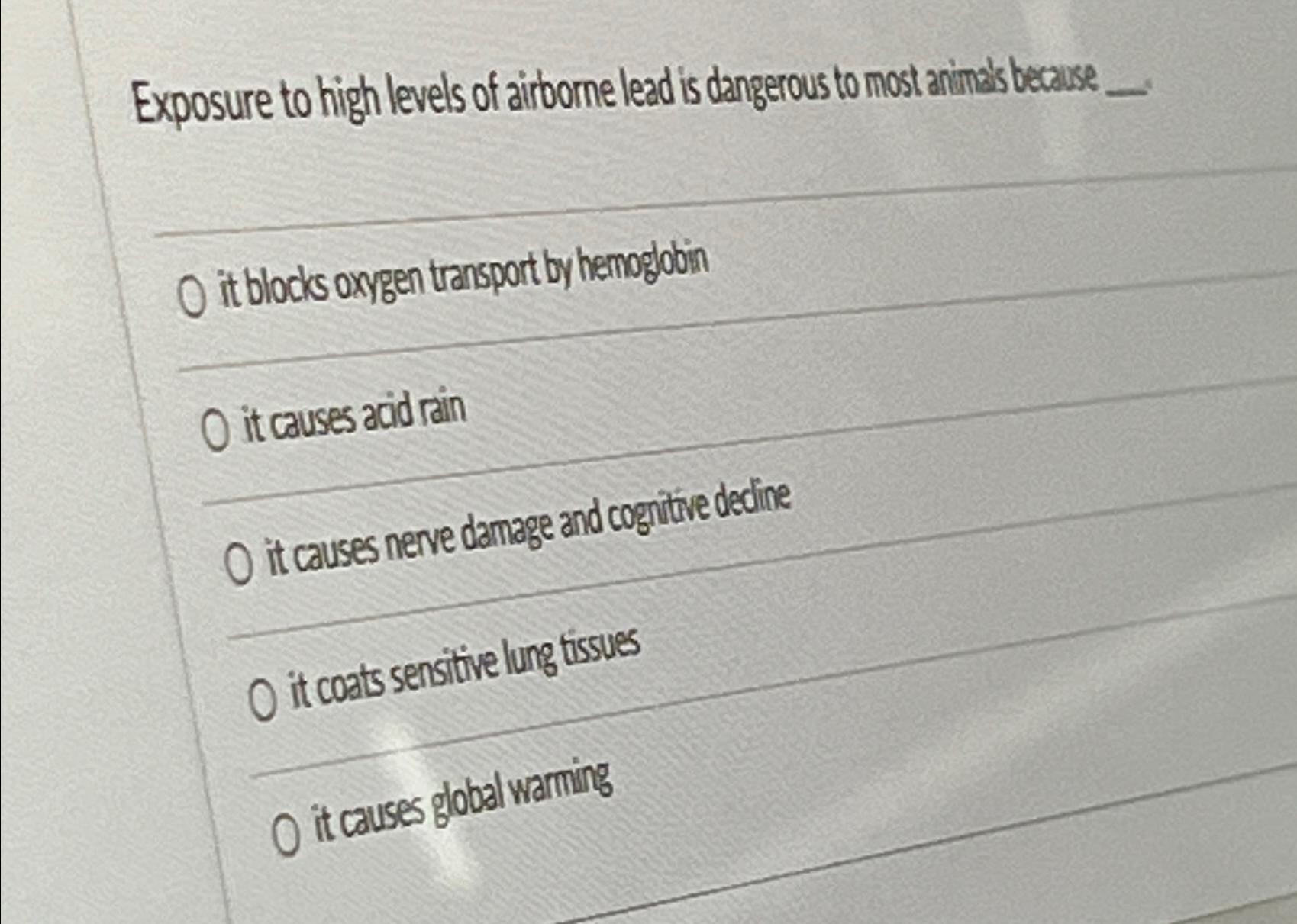 Solved Exposure to high levels of airborne lead is dangerous | Chegg.com