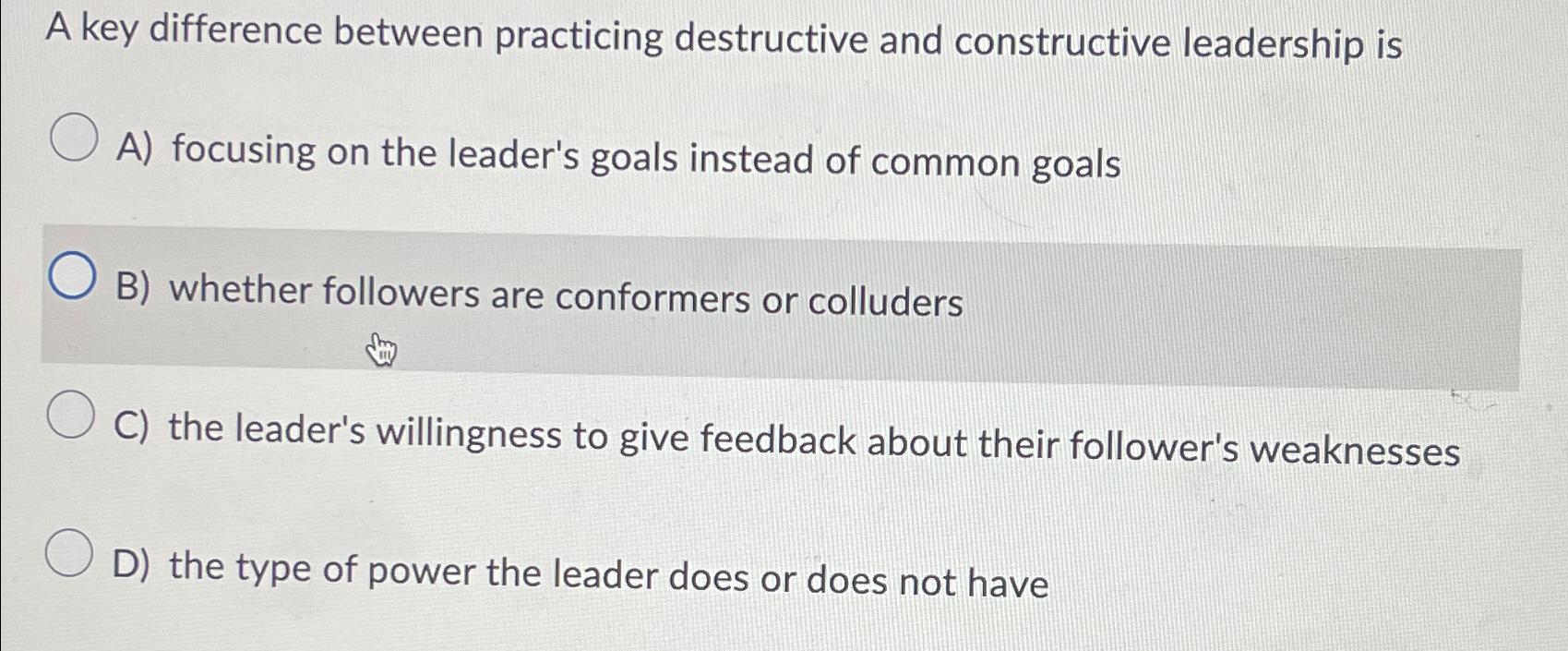 Solved A key difference between practicing destructive and | Chegg.com