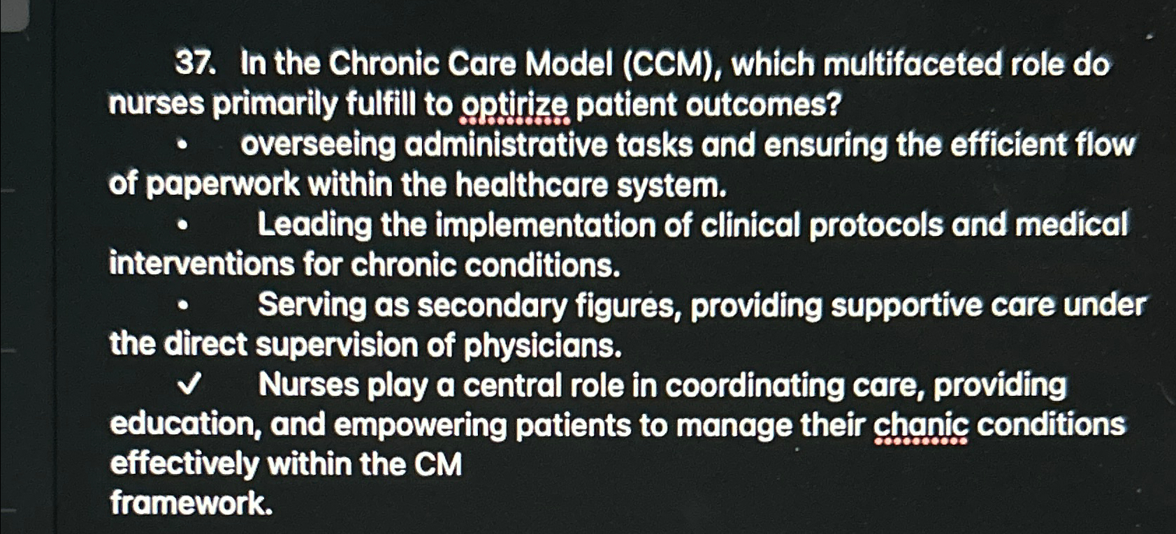 Solved In the Chronic Care Model (CCM), ﻿which multifaceted | Chegg.com